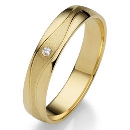 Firetti Damen Trauring "Schmuck Geschenk Gold 375 Hochzeit Ehering "LIEBE"", 57, 0,01 SI = kleine Einschl&uuml;sse mit Brillant, Gelbgold 375, 4mm, gold,