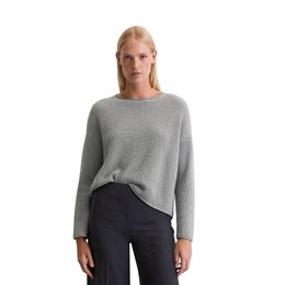 Marc O'Polo MARC O'POLO Damen Strickpullover "aus Heavy-Weight-Organic-Cotton", grau, Gr. L, unifarben, Obermaterial: 100% Baumwolle, Pullover