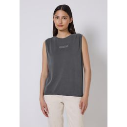 Damen T-Shirt, grau, Gr. 40, STREET ONE STUDIO, unifarben, Stoff, 58% Modal, 42% Polyester, Shirts, mit Elastiksaum