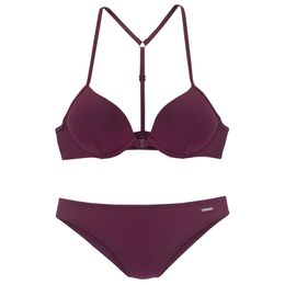 Bruno Banani Damen Push-Up-Bikini, rot, Gr. 34, unifarben, Polyamid, Bikini-Sets, mit Vorderverschluss