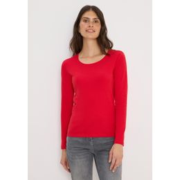 Cecil Damen Langarmshirtfiery rot, Gr. XL, unifarben, Web, 100% Baumwolle, Shirts, aus reiner Baumwolle