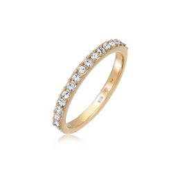 Elli Damen Fingerring "Bandring Memoire 925 Silber, mit Kristallen von Swarovski", 56mm,mit Steinen, Silber 925 (Sterlingsilber), 2,2mm, gold, Silber