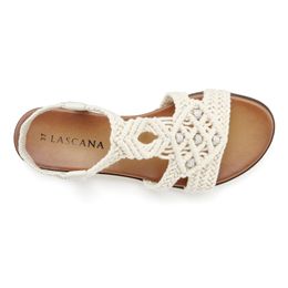 Lascana Damen Sandale "Sommerschuh, offener Schuh, Pantolette", Gr. 42, beige, Obermaterial: 100% Textilmaterial. Decksohle: 100% Lederimitat.