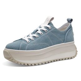 Tamaris Damen Plateausneaker "Milena", Gr. 40, blau, Synthetik, Textil, Schuhe, Freizeitschuh, Halbschuh, Schn&uuml;rschuh in veganer Verarbeitung