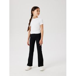 name it M&auml;dchen Bootcuthose "NKFSPICE BOOTCUT PANT NOOS", schwarz, Gr. 116, unifarben, Jersey, Obermaterial: 93% Polyester, 7% Elasthan, Hosen