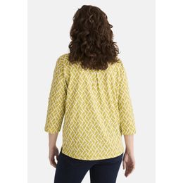 STOOKER WOMEN Damen 3/4-Arm-Shirt "MARIE Print Shirt Bluse 3/4-Arm"gelb gr&uuml;n graphic aop, Gr. L, Jersey, 100% Baumwolle, Shirts, Regular Fit Shirt