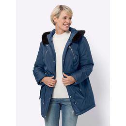 Classic Basics Damen Anorak, blau, Gr. 44, unifarben, 100% Polyester, Pelzimitat:100% Polyester, Wattierung:100% Polyester, Jacken