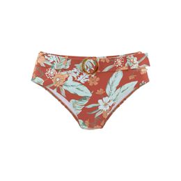 Sunseeker Damen Highwaist-Bikini-Hose "Suva", rot, Gr. 36, floral, Microfaser, Polyamid, Badehosen, mit abnehmbarem G&uuml;rtel