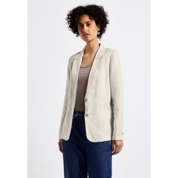 Street One Damen Longblazer, beige, Gr. 38, unifarben, Web, 100% Leinen, Blazer, mit Reverskragen