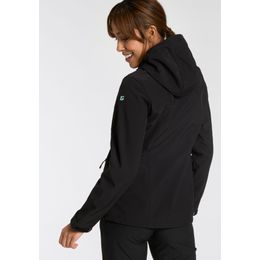 Killtec Damen Softshelljacke, schwarz, Gr. 38, unifarben mit Farbeinsatz, Softshell, Obermaterial: 100% Polyester, Jacken