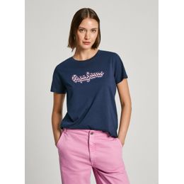 Pepe Jeans Damen T-Shirt "ENARA", blau, Gr. XS, Jersey, Obermaterial: 100% Baumwolle, Shirts