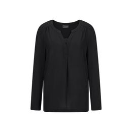 GOLDNER Damen Kurzarmbluse "Kurzgröße Langarm Damen Unibluse mit Chiffoneinsatz und Rundhalsaussschnitt", schwarz, Gr. 21, Obermaterial: 50%