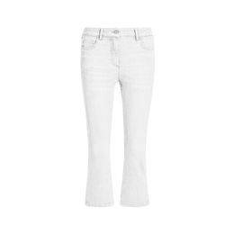 GOLDNER Damen 2-in-1-Hose "Kurzgr&ouml;&szlig;e Verk&uuml;rzte Jeanshose mit ausgestelltem Saum", wei&szlig;, Gr. 20, Obermaterial: 97% Baumwolle CO. 3% Elasthan EL., Hosen