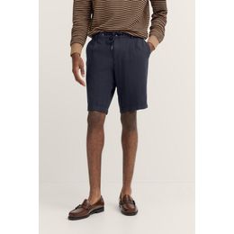 Bugatti Herren Bermudas, blau, Gr. 48, unifarben, 76% Baumwolle, 23% Leinen, 1% Elasthan, Hosen, aus Baumwoll-Leinen-Mix