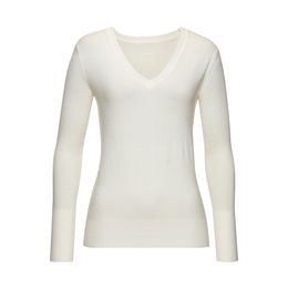Vivance Damen V-Ausschnitt-Pullover, beige, Gr. 32, unifarben, Feinstrick, Obermaterial: 83% Viskose, 15% Polyamid, 2% Elasthan, Pullover, in