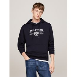 Tommy Hilfiger Herren Hoodie "HILFIGER CREST EMRBO HOODY", blau, Gr. M, Sweatware, Obermaterial: 100% Baumwolle, Sweatshirts