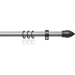 Gardinenstange Liedeco, L:120cm &Oslash;:20mm, grau, Metall, Gardinenstangen, "Lan Mush", 1-l&auml;ufig im Fixma&szlig; &Oslash; 20 mm
