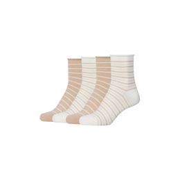 Camano Damen Socken "Socken 4er Pack", Gr. 35, wei&szlig;, 78% Baumwolle, 20% Polyamid, 1% metallisierte Fasern, 1% Elasthan, gestreift, Socken