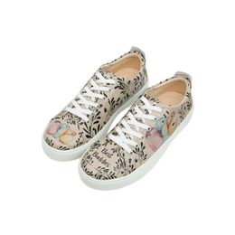 DOGO Damen Sneaker "Sneaky Schn&uuml;rsneaker Best Buddies Damen Sneaker", Gr. 37, beige, Lederimitat, Schuhe, Handgefertigt
