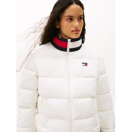 Tommy Jeans Damen Steppjacke "TJW ESS PUFFER FLAG JACKET EXT", wei&szlig;, Gr. XXL, unifarben mit Farbeinsatz, Web, Obermaterial: 100% Nylon, Jacken