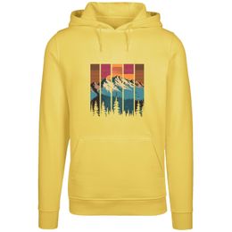 F4NT4STIC Herren Kapuzenpullover "Berg Sonnenuntergang Retro", gelb, Gr. XXL, Obermaterial: 65% Baumwolle, 35% Polyester, Pullover, Premium Qualit&auml;t