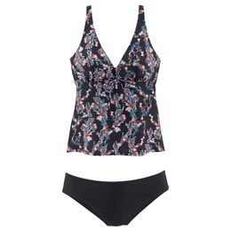 Petite Fleur Damen B&uuml;gel-Tankini, schwarz, Gr. 38, floral, Polyamid, Bikini-Sets, mit floralem Print