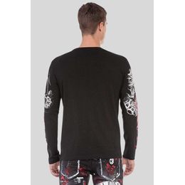 Cipo & Baxx CIPO & BAXX Herren T-Shirt "Sweatshirts", schwarz, Gr. XL, bedruckt, 95% Baumwolle, 5% Elasthan, Shirts, mit coolem Print