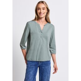 Tunikashirt Street One, Damen, Gr. 34, arona blau, Web, 100% Baumwolle, unifarben, normal normal, Rundhals, elastischer Bund, Shirts, aus reiner Baumwolle
