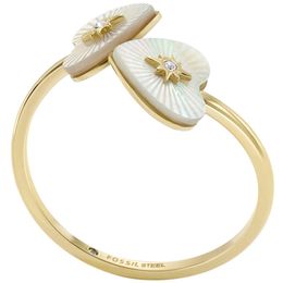 Fossil Damen Fingerring "Schmuck Geschenk Edelstahl Ring Radiant Love Heart", 52, Edelstahl, wei&szlig;, Edelstahl, Fingerringe, mit Glasstein - mit