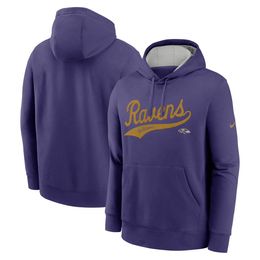 Nike Damen Kapuzenpullover "Nike Hoodie Baltimore Ravens Nike Club Fleece", lila, Gr. L, 82% Baumwolle, 18% Polyester, Pullover