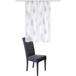 Vorhang Home Wohnideen, B:140cm H:245cm, grau, Voile, Polyester, Wohnzimmer, Gardinen, "PAOLO", Kr&auml;uselbandschal PAOLO bedruckt
