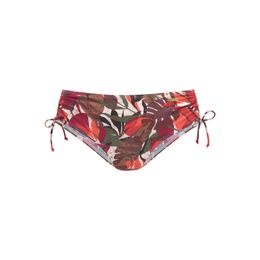 Lascana Damen Bikini-Hose "Ava", rot, Gr. 34, bedruckt, Recycling-Polyamid, Badehosen, im tropischen Design