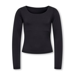 KIDS Only M&auml;dchen Langarmshirt "KOGEA L/S 2-WAYS FIT TOP CS JRS NOOS", schwarz, Gr. 110, unifarben, Jersey, Obermaterial: 94% Polyamid, 6% Elasthan,