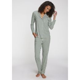 s.Oliver Damen Pyjamaoberteil, Gr. 32, weiß, Single Jersey, Obermaterial: 50% Baumwolle, 50% Viskose, gestreift, Shirts, mit schönem Alloverprint