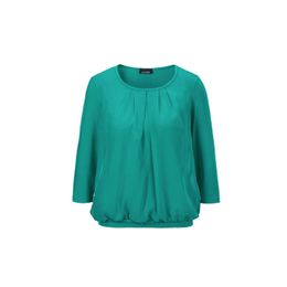 GOLDNER Damen Kurzarmbluse "Chiffon-Shirt mit 3/4-Arm, Rundhals"smaragdgrün, Gr. 54, Obermaterial: 95% Viskose CV. 5% Elasthan EL., Blusen