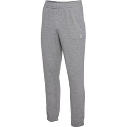 Hummel Herren Jogginghose "HMLPULSE SWEAT PANTS", grau, Gr. L, Obermaterial: 60% Baumwolle, 40% Polyester, Hosen, mit gesticktem Chevron-Logo, aus