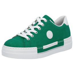 Rieker Damen Sneaker, Gr. 38, gr&uuml;n, Lederimitat, Schuhe, Freizeitschuh, Halbschuh, Schn&uuml;rschuh mit Plateausohle