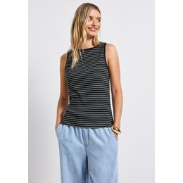 Street One Damen Tanktop, gr&uuml;n, Gr. 44, gestreift, Web, 94% Baumwolle, 6% Elasthan, Tops, bestehend aus einem Materialmix