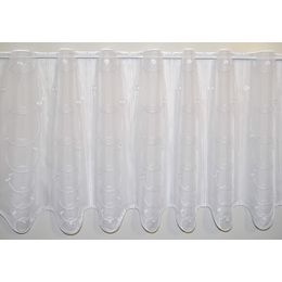 Scheibengardine, B:95cm H:30cm, wei&szlig;, Stickereien Plauen, Voile, Polyester, K&uuml;che, Gardinen, "Punta"
