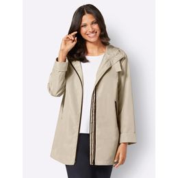Classic Basics Damen Langjacke, beige, Gr. 44, gemustert, mehrfarbig, 100% Polyester, Jacken