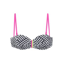 Buffalo Damen B&uuml;gel-Bandeau-Bikini-Top "Gioletta", schwarz-wei&szlig;, Gr. 38, bedruckt, gemustert, Obermaterial: 83% Polyamid, 17% Elasthan. Futter: 100%