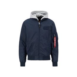 Herren Bomberjacke "MA-1 TT Hood Light", blau, Gr. XL, Alpha Industries, Obermaterial: 100% Nylon, Futter: 100% Nylon, Kapuze: 75% Baumwolle, 25%