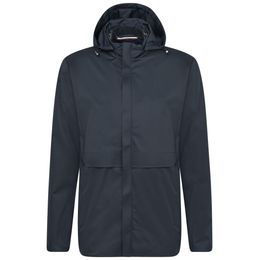 Bugatti Herren Regenjacke, blau, Gr. 48, unifarben, 100% Polyester, Jacken, mit abtrennbarer Kapuze