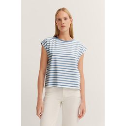 Bugatti Damen T-Shirt, blau, Gr. XS, gestreift, 95% Baumwolle, 5% Elasthan, Shirts, mit Streifenmuster