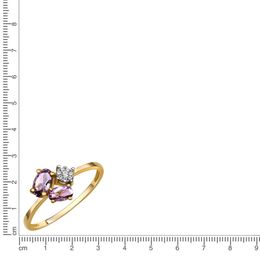 Diamonds by Ellen K. Damen Fingerring "Gold 375 mit echtem Amethyst + Zirkonia", 054 (17,2), Gold, gelb, FASCINATION BY ELLEN K., Gold, Fingerringe