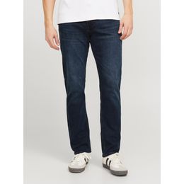 Jack & Jones JACK & JONES Herren Regular-fit-Jeans "JJICLARK im Used-Look, Stretchkomfort und niedrige Leibhöhe", blau, Gr. 32, Denim/Jeans, Obermaterial: 98%