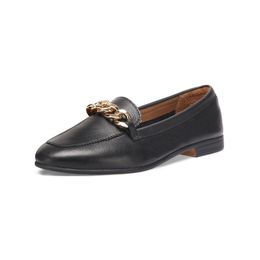 Inuovo Damen Slipper "Inuovo Slipper Leder", Gr. 37, schwarz, Leder, Schuhe