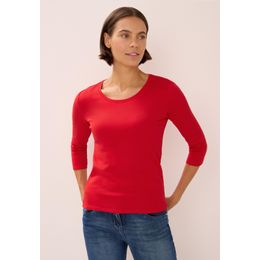 Rundhalsshirt Cecil, Damen, Gr. L (42), fiery rot, Web, 100% Baumwolle, unifarben, normal normal, Rundhals, abgesteppt, Shirts Rundhalsshirt, aus reiner Baumwolle