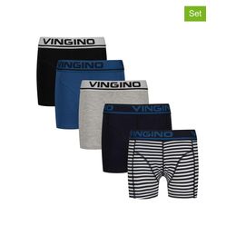 Vingino 5er-Set: Boxershorts in Blau/ Grau/ Dunkelblau - 42% | Größe 134/140 | Kinder-waesche