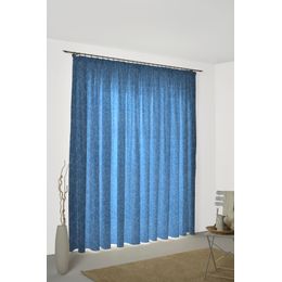 Vorhang WIRTH, B:132cm H:145cm, blau, Chenille, Polyacryl, Polyester, Wohnzimmer, Gardinen, "Toco-Ranke"